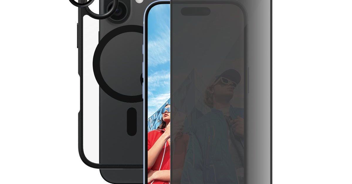 CARE by PanzerGlass® Flagship 3-in-1 Privacy Set iPhone 16